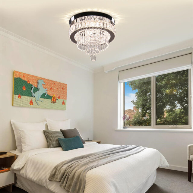 11.8 Inch Modern Crystal Chandelier Dimmable LED Ceiling Light Fixture ...