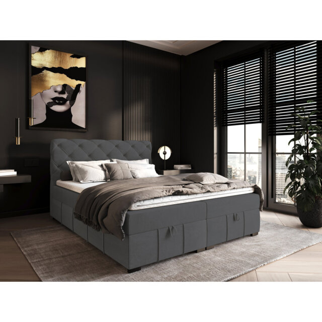 Boxspring bed CARA with storage space and topper by Wayfair | ufurnish.com