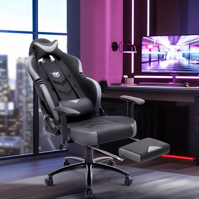 Danetta Big and Tall PU Leather Wide Back Reclining Ergonomic Gaming ...