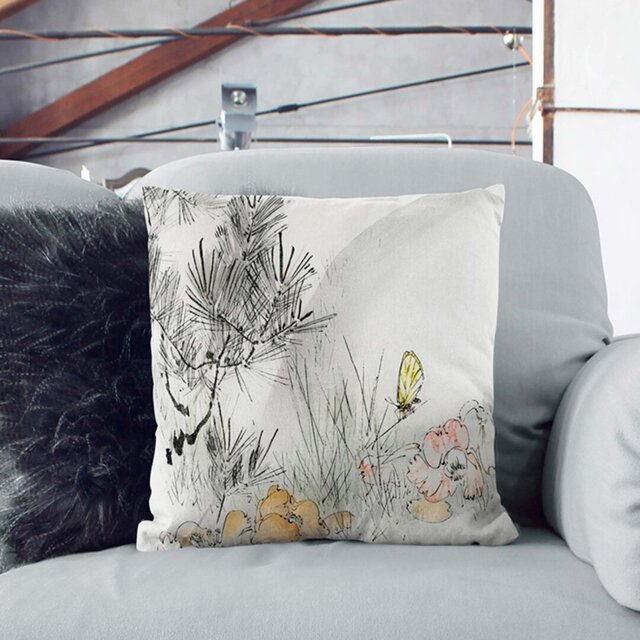 Butterfly & Pine Tree by Watanabe Seitei Cushion with Filling by ...