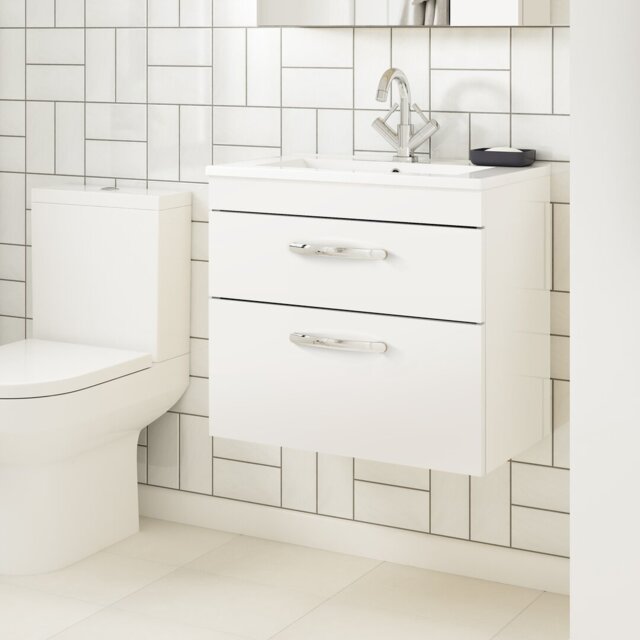 Athena Gloss Grey 510mm Wall Mount Vanity Unit by Wayfair | ufurnish.com