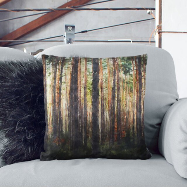 Pine Tree Forest in Spring Painting Cushion with Filling by Wayfair ...