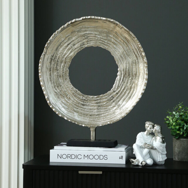 Sadete Nickel Round Metal Figurine & Sculptures with Black Base for ...