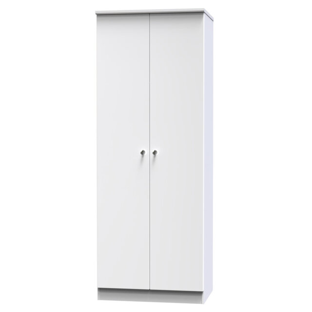 Lumiere 2 Door Wardrobe with Sensor lighting with LED lights in White Gloss & White (Ready ...
