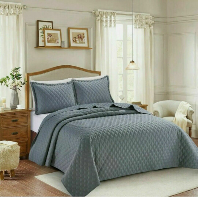 Chevery Silver Plain Weave Modern & Contemporary Bedspread Set by ...