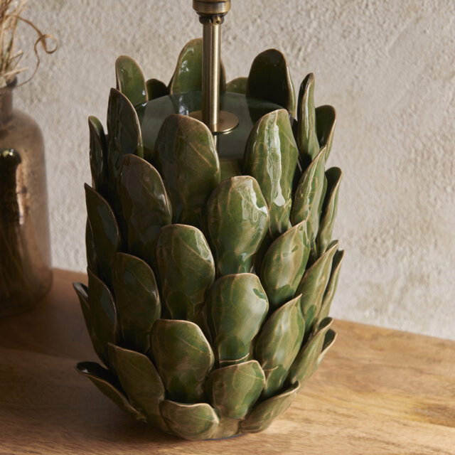 Layered Leaf Table light Base finished in Dark Green Glaze by Wayfair ...