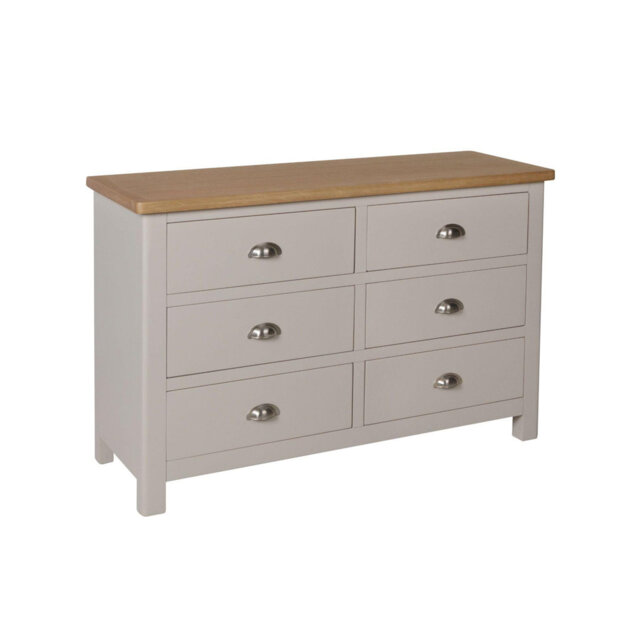 Ramsgate Fully Assembled Solid Wood with Oak Veneer 6 Drawer Grey Chest ...
