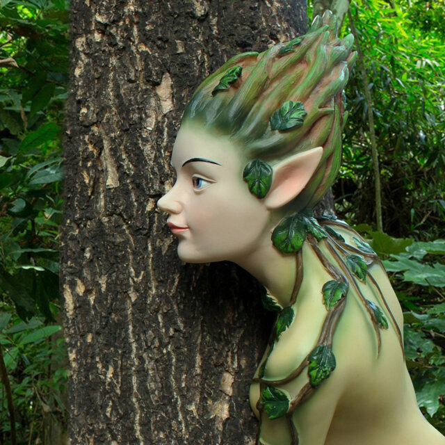 Tree Garden Statue Outdoor Tree Faces Decor, Forest Elves Sculptures ...