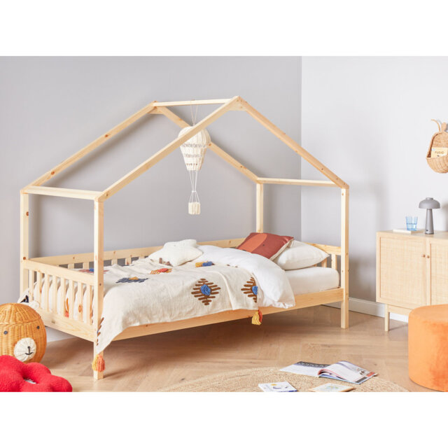 Bed Pine Wood CHARRIN 90 x 200 cm (EU Single) Light Brown by Wayfair ...