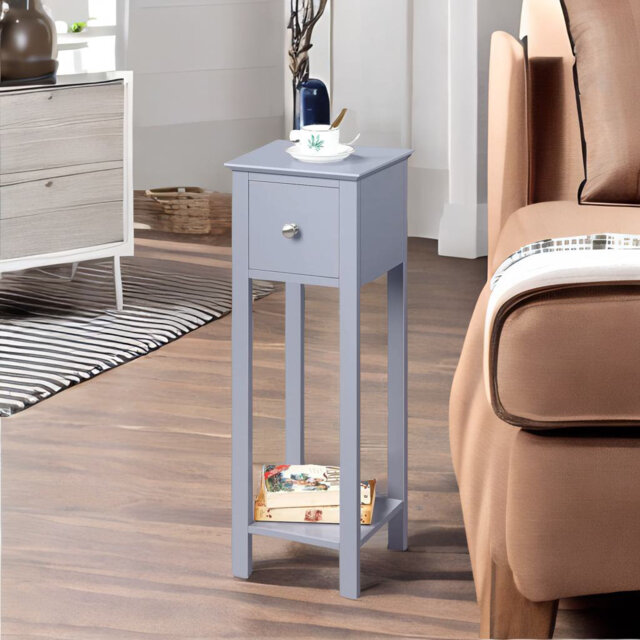 Narrow Tall Bedside Table with Drawer by Wayfair | ufurnish.com