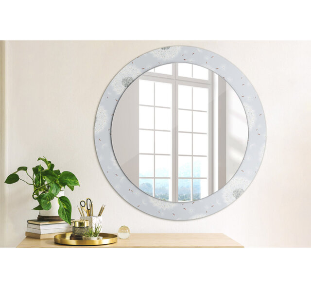 Huldar Round Glass Framed Wall Mounted Accent Mirror in Light Blue by ...