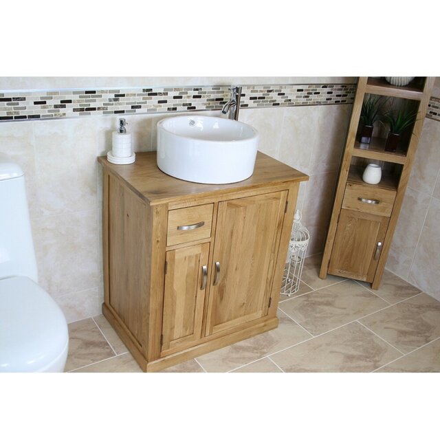 Tidbury Solid Oak 750mm Free-Standing Vanity Unit by Wayfair | ufurnish.com