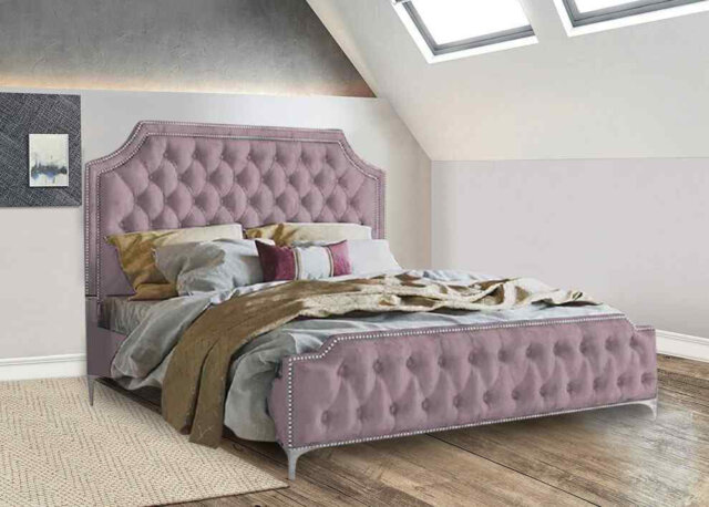 Gaia Bed Double Plush Velvet Blue by Wayfair | ufurnish.com