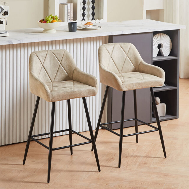 Vintage Suede Bar Stools with Armrest by Wayfair | ufurnish.com