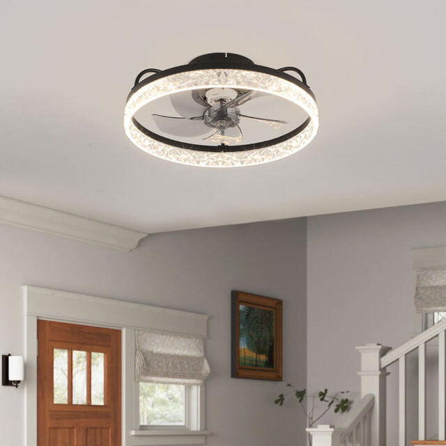 Modern Crystal Ceiling Fan with Light â Powerful Motor, Sleek Round ...