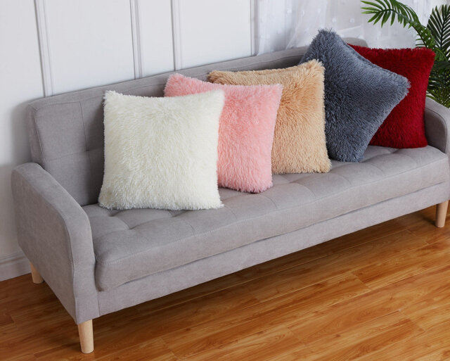 Soft Fuzzy Faux Fur Cushion Covers, Set of 2 by Wayfair | ufurnish.com