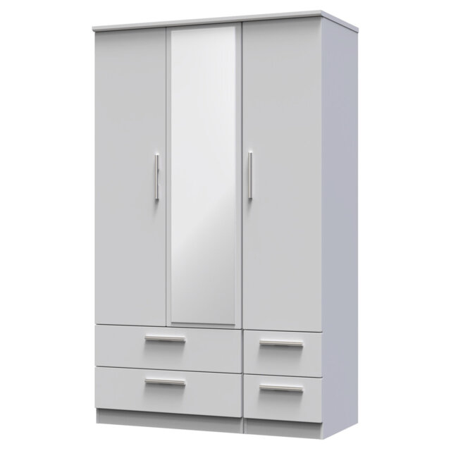 Borgeson Triple 4 Drawer Mirror Wardrobe in Kashmir Gloss & Kashmir by ...