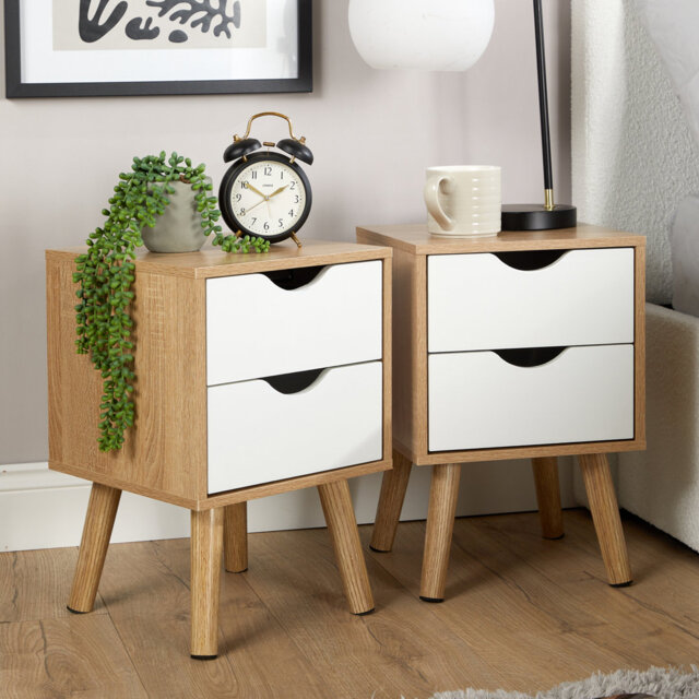 Clarinda Pair of 2 Drawer Scandi Bedside Table Units by Wayfair ...