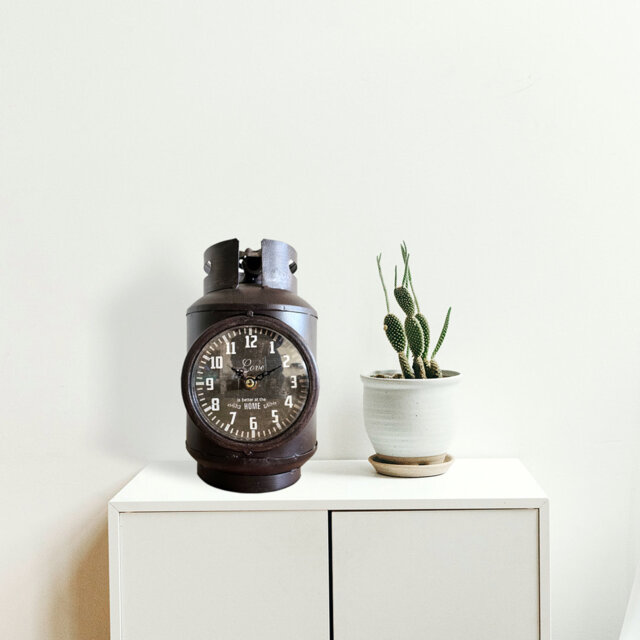 Analog Metal Battery Tabletop Clock Brown by Wayfair | ufurnish.com