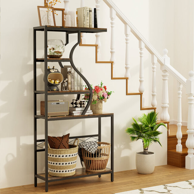 180cm H 90cm L Retro Bookcase 5-tier Shelving Unit Display Plant Stand ...