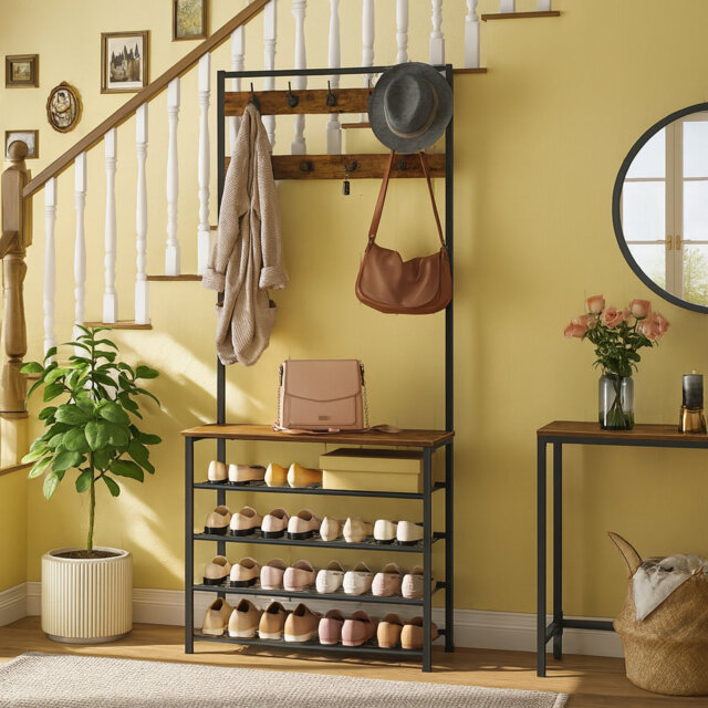 Atiim Hall Tree 80cm Wide With 5 Tier Shoe Bench by Wayfair | ufurnish.com