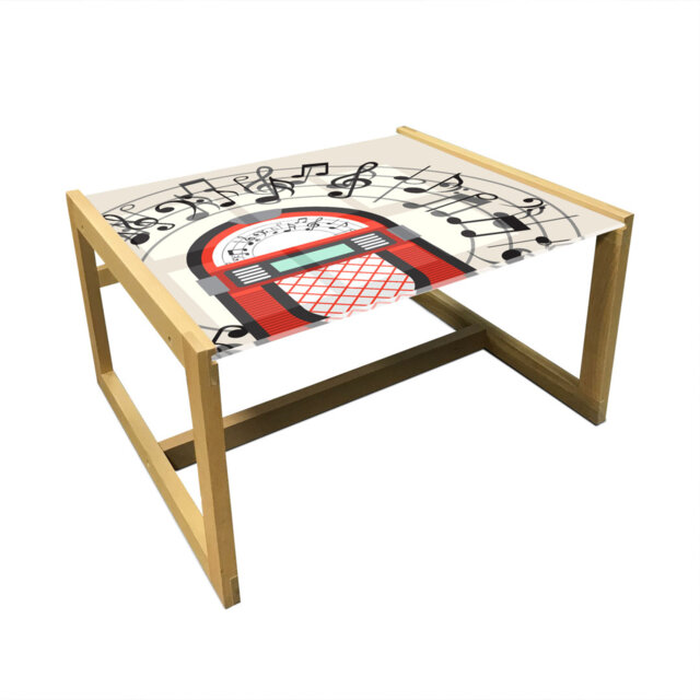 Jukebox Coffee Table, Cartoon Antique Old Vintage Radio Music Box Party ...