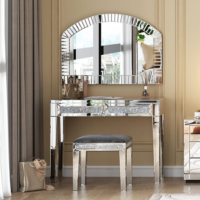 Ghita Casmer Mirrored Glass Dressing Table by Wayfair | ufurnish.com