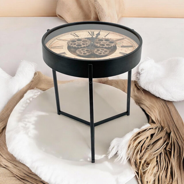 Analog Metal Mechanical Tabletop Clock in Black/Gold by Wayfair ...