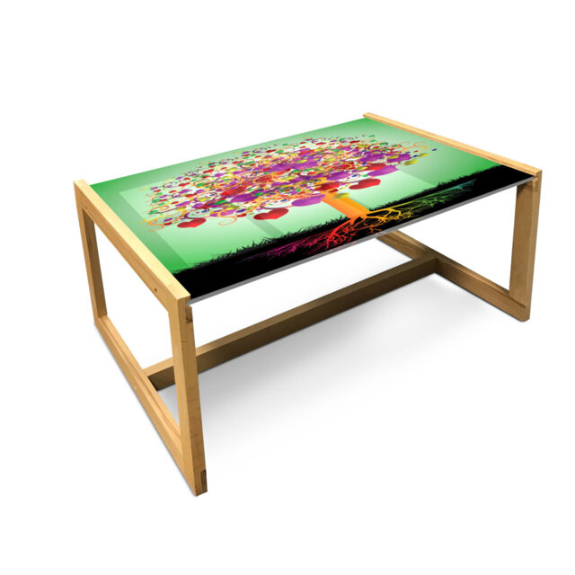 Tree Of Life Coffee Table, Colorful Magic Love Tree Blossomed Heart And ...
