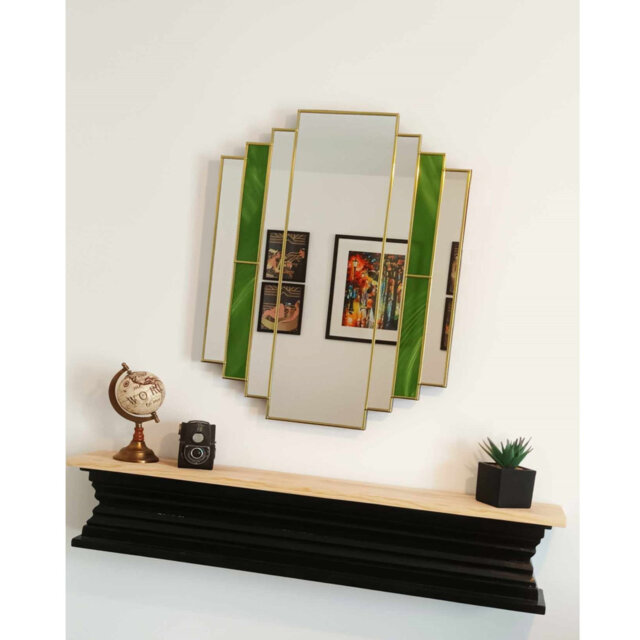Supreme Art Deco Wall Mirror In Green by Wayfair | ufurnish.com