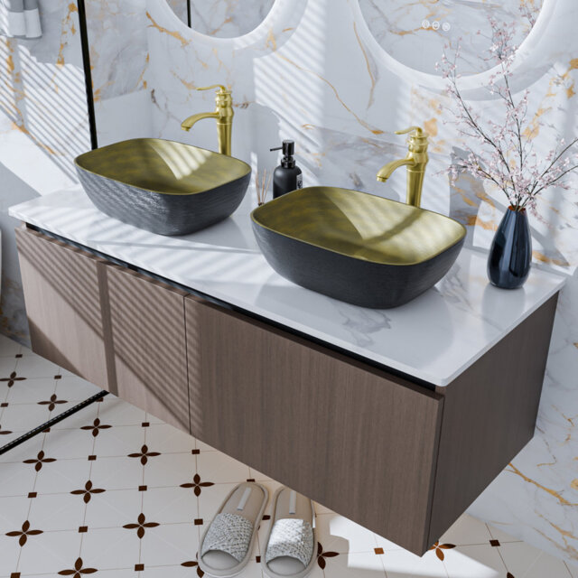 Ronique 120Cm Wall Mounted Double Bathroom Vanity Sink with Ceramic ...