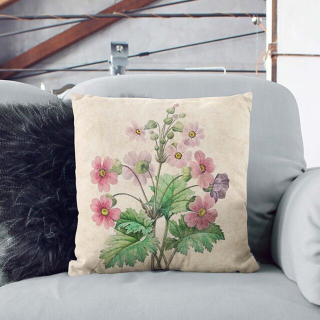 Chinese Primrose Flowers by Pierre-Joseph Redoute Cushion with Filling ...