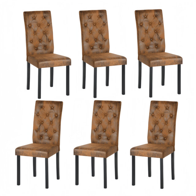 Dining Chairs Set Of 6,Suede Fabric Upholstered,High Back Padded Chairs ...
