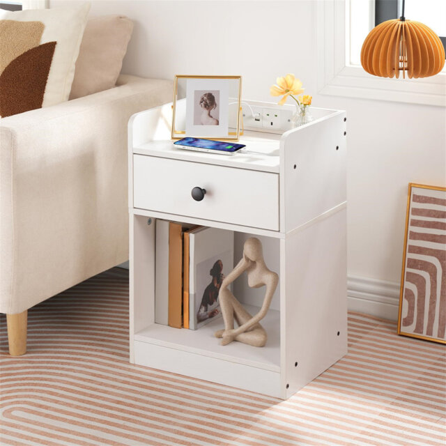 Bedside Table With Charging Station, Sofa Side Table With USB, Bed Side ...