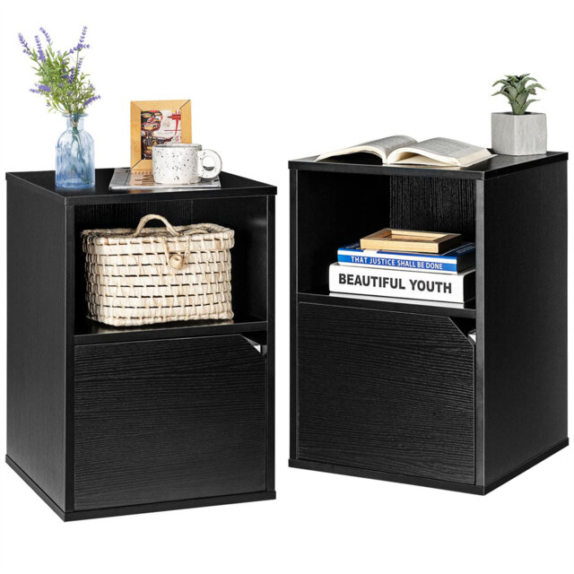 Set Of 2 Bedside Tables, Wooden Nightstand Sofa Side Table, Home Living ...