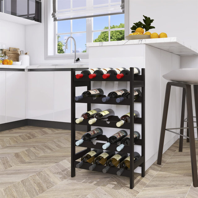 Bamboo Wine Rack, Bottles Display Holder, Free Standing Storage Shelves ...