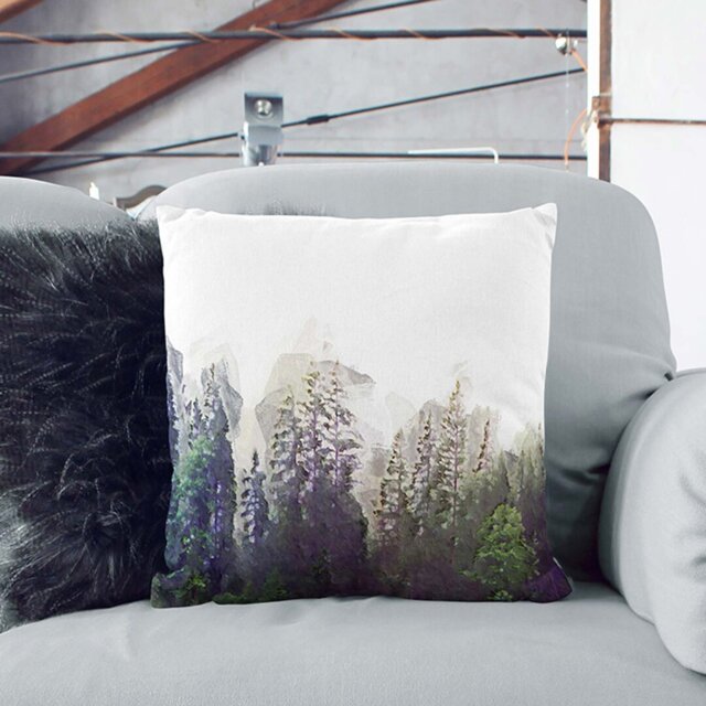 Pine Tree Forest in the Fog Cushion with Filling by Wayfair | ufurnish.com