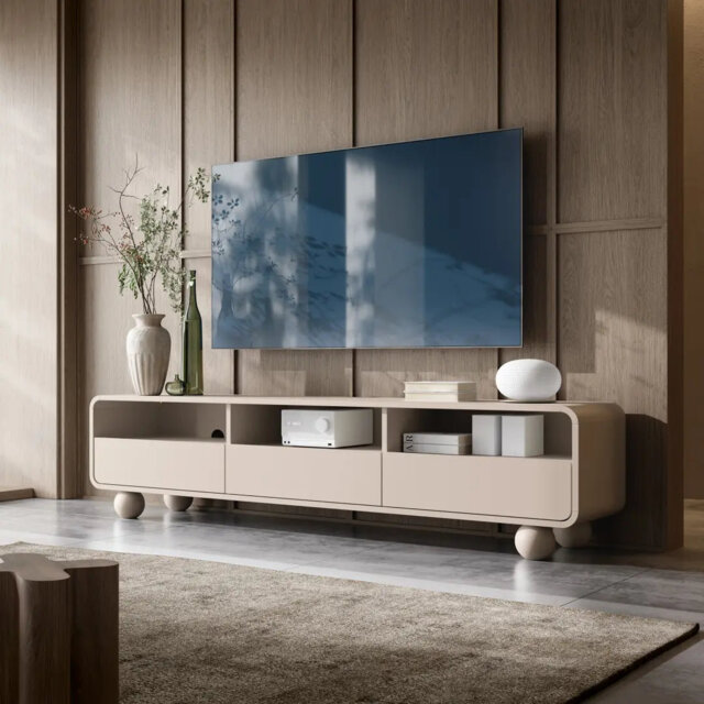 Berthenia TV Cabinet 180cm - Cashmere Finish, Push-To-Open Drawers ...