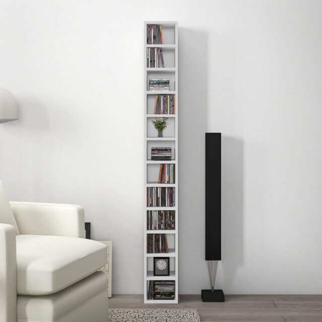 CD Storage Unit, DVD Storage Tower With 12 Cubes, 175Cm Tall Bookcase ...