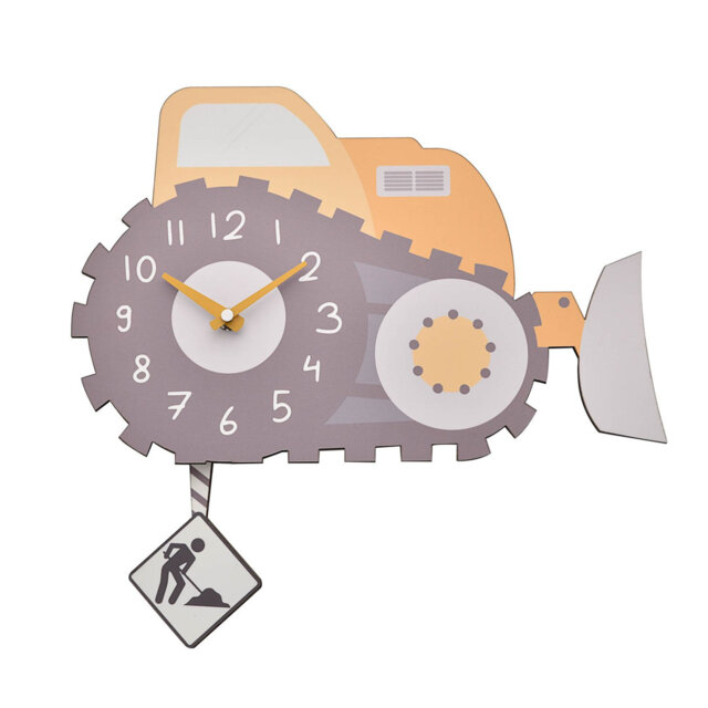 Gilstrap Isabelle & Max Kids Wooden Digger Wall Clock With Pendulum by ...