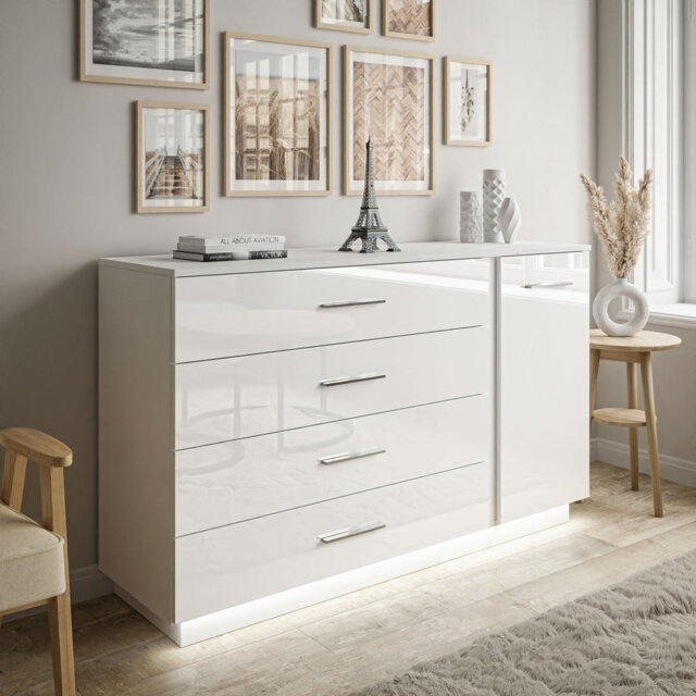 Varonique II 4 Drawers 138 cm W Wood-Based Material Combination Chest ...