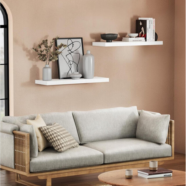 Floating Shelves, White Shelves With Length 60Cm, Set Of 2 Wall Shelves ...