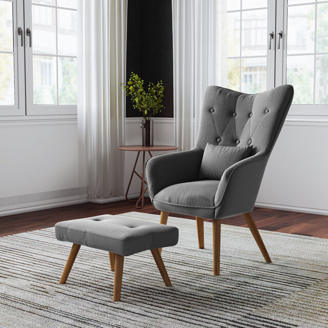 Georgia Wingback Chair and Footstool by Wayfair | ufurnish.com
