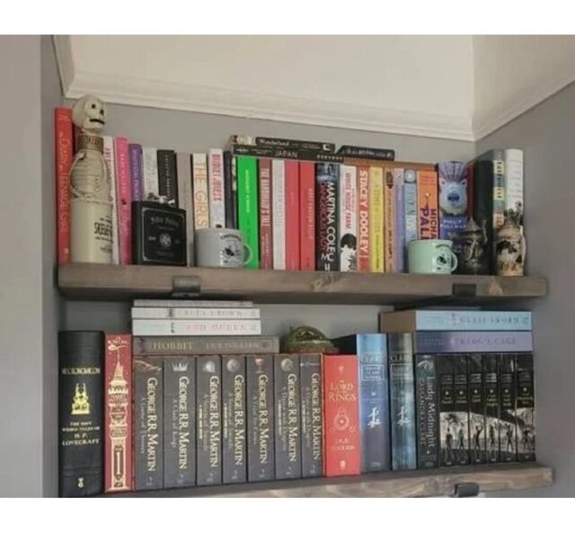 Isulf 90Cm Rustic Solid Wood Shelf & Vertical UP Brackets - Industrial ...