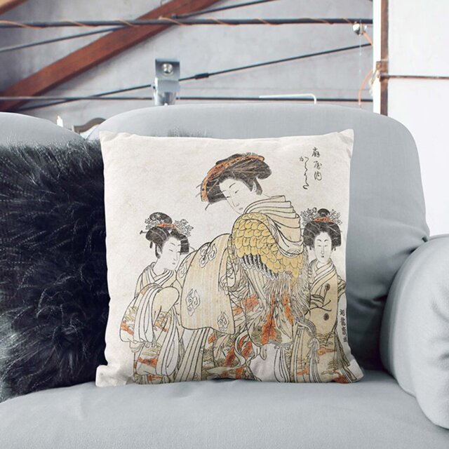 Courtesan Karauta by Isoda Koryusai Cushion with Filling by Wayfair ...