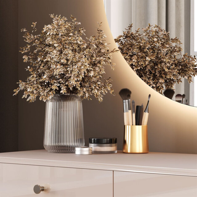 BLANCO GLAMOUR Cashmere Dressing Table with Chrome Frame and LED Mirror ...