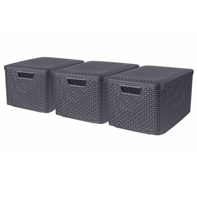 Curver Style Storage Boxes with Lid Anthracite by Wayfair | ufurnish.com