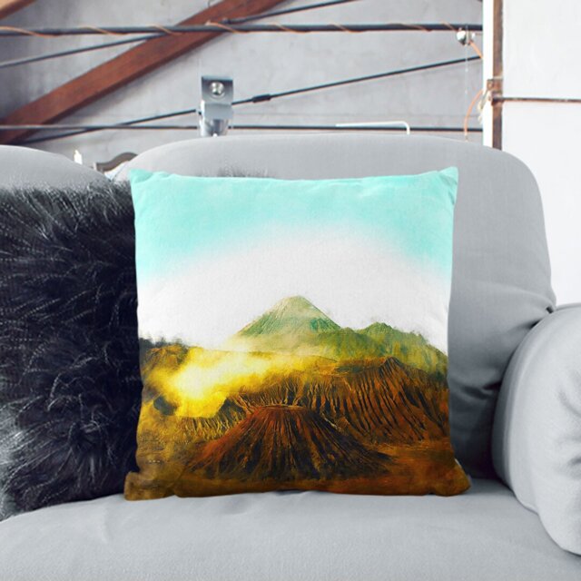 Volcano in Iceland Painting Cushion with Filling by Wayfair | ufurnish.com