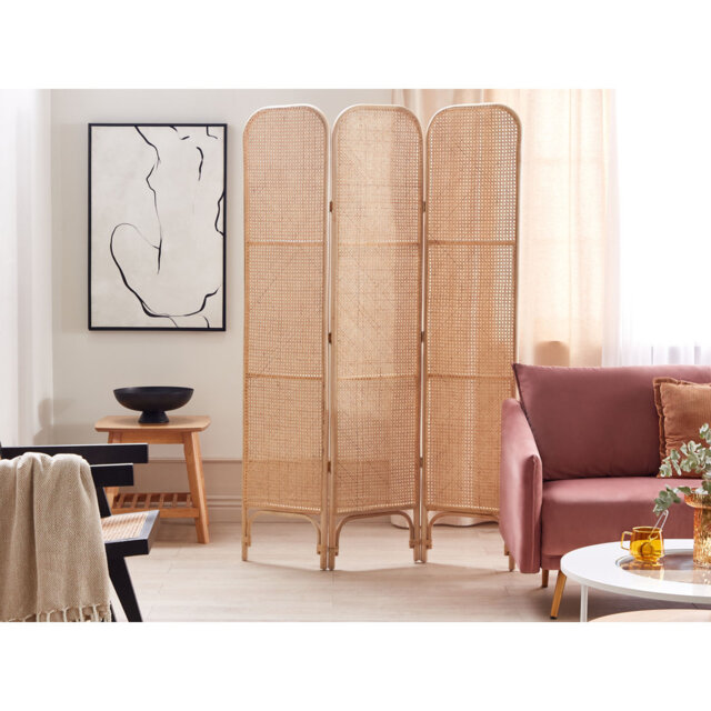 Alfrieda 105cm W x 180cm H 3 - Panel Bamboo/Rattan Folding Room Divider ...