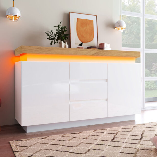 Controlled RGB LED 2 - Door 3 - Drawer High - Gloss Sideboard Chest by ...